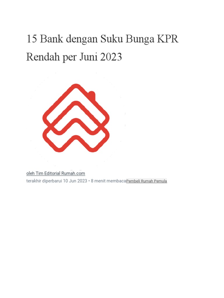 15 Bank KPR Bunga Rendah Juni 2023 | PDF