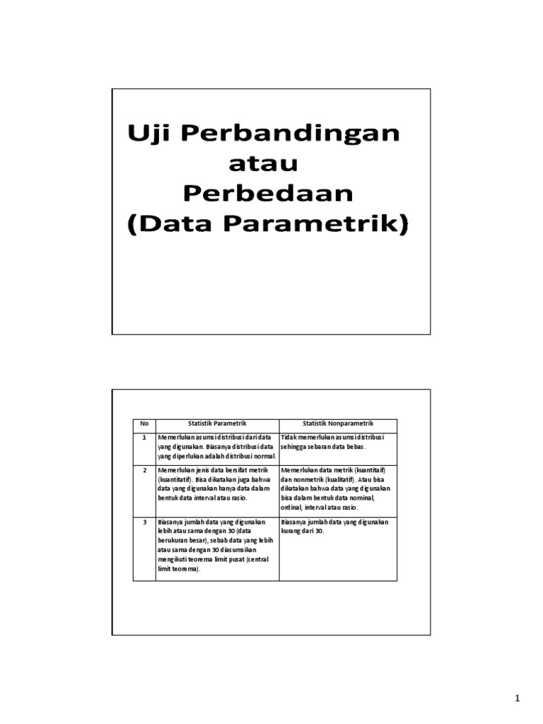 Uji Beda Data Parametrik | PDF