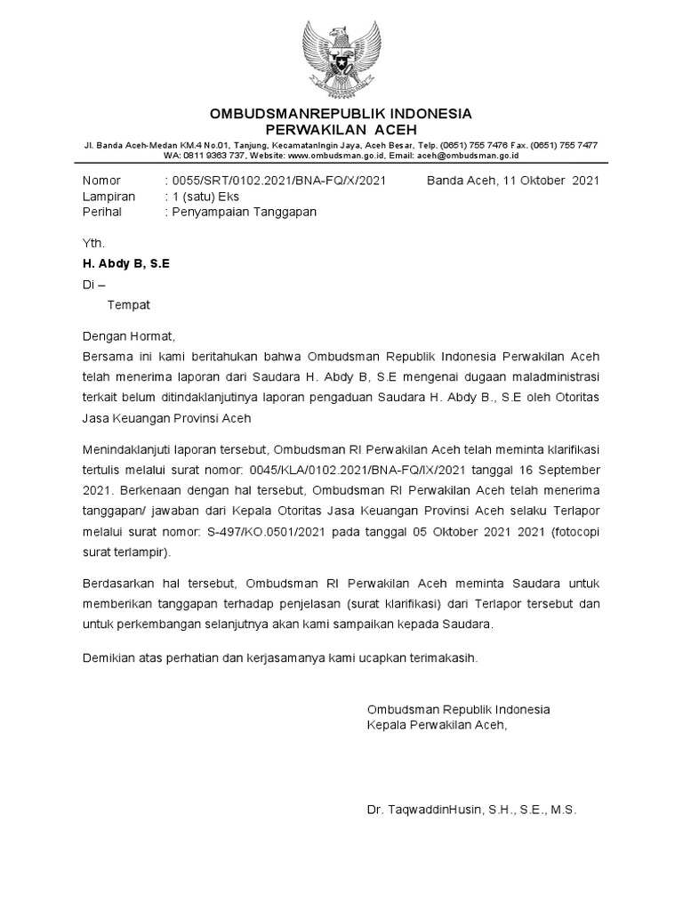 Permintaan Tanggapan 0102 | PDF