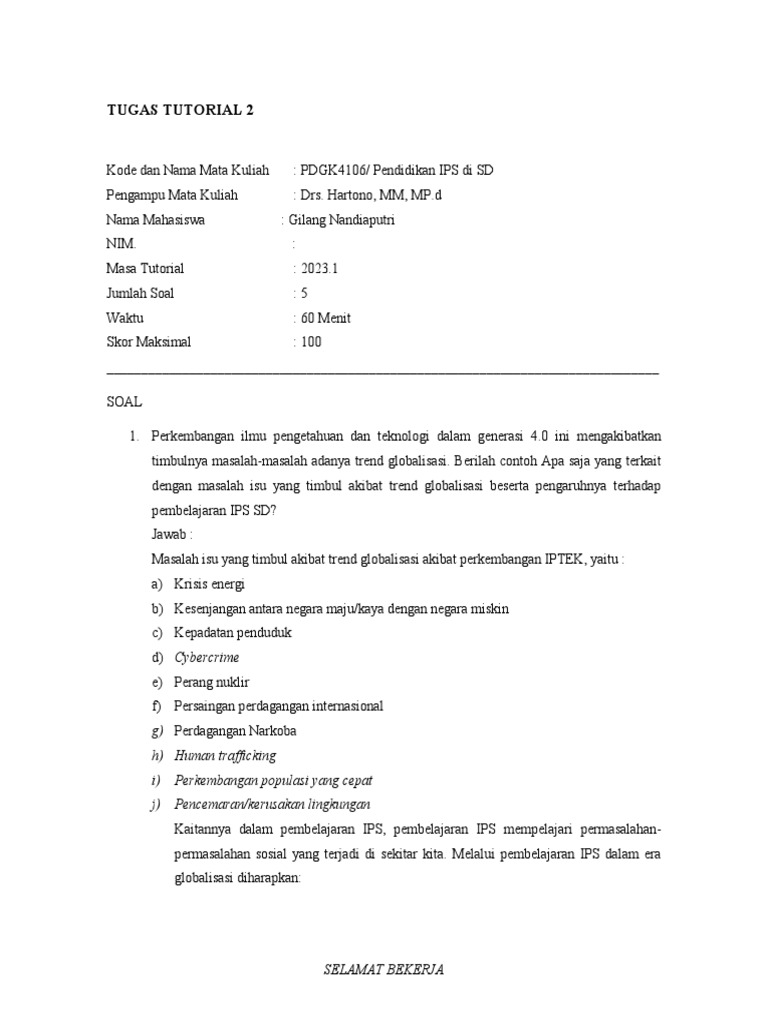 Tugas Tutorial 2 | PDF
