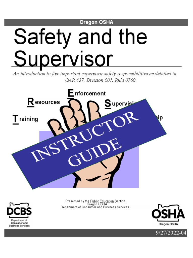 Safety Supervisor Responsibility | PDF | Occupational Safety And Health ...