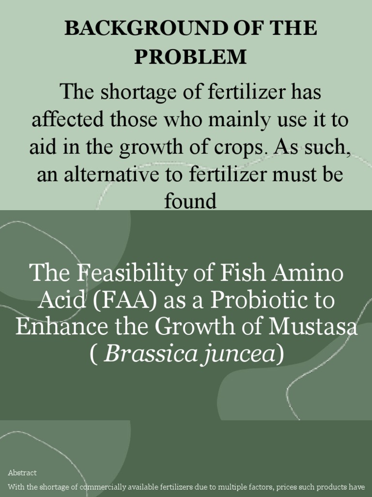 Group 6 PPT (The Feasibility of Fish Amino Acid As A Probiotic To ...