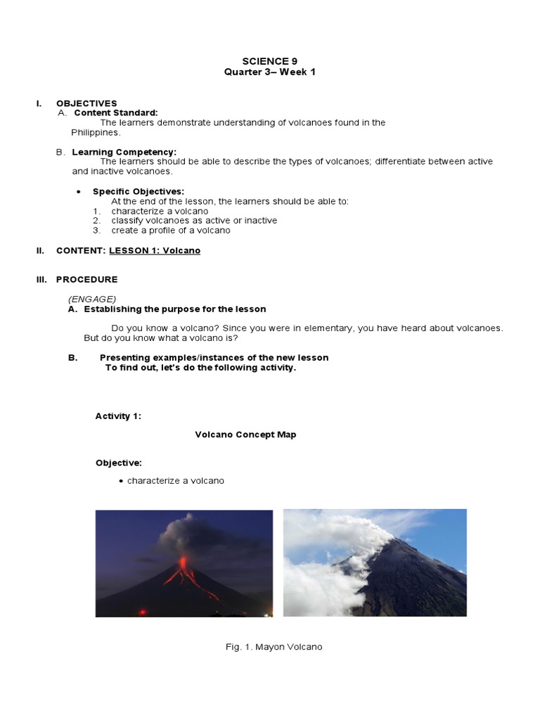DLP Science 9 Q3 Week 1 | PDF | Volcano | Cognition