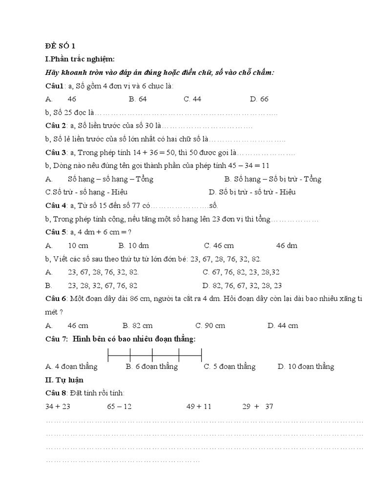 Bo de Thi Khao Sat Chat Luong Dau Nam Lop 2 | PDF
