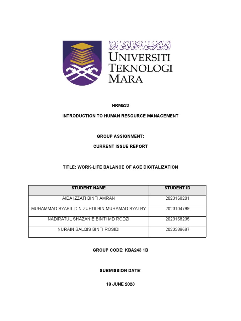 Hrm533 Group Assignment Current Issue March 2023 Pdf Academic Dishonesty Employment 