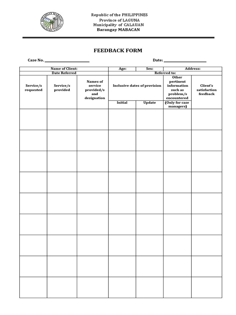 VAW Feedback Form | PDF