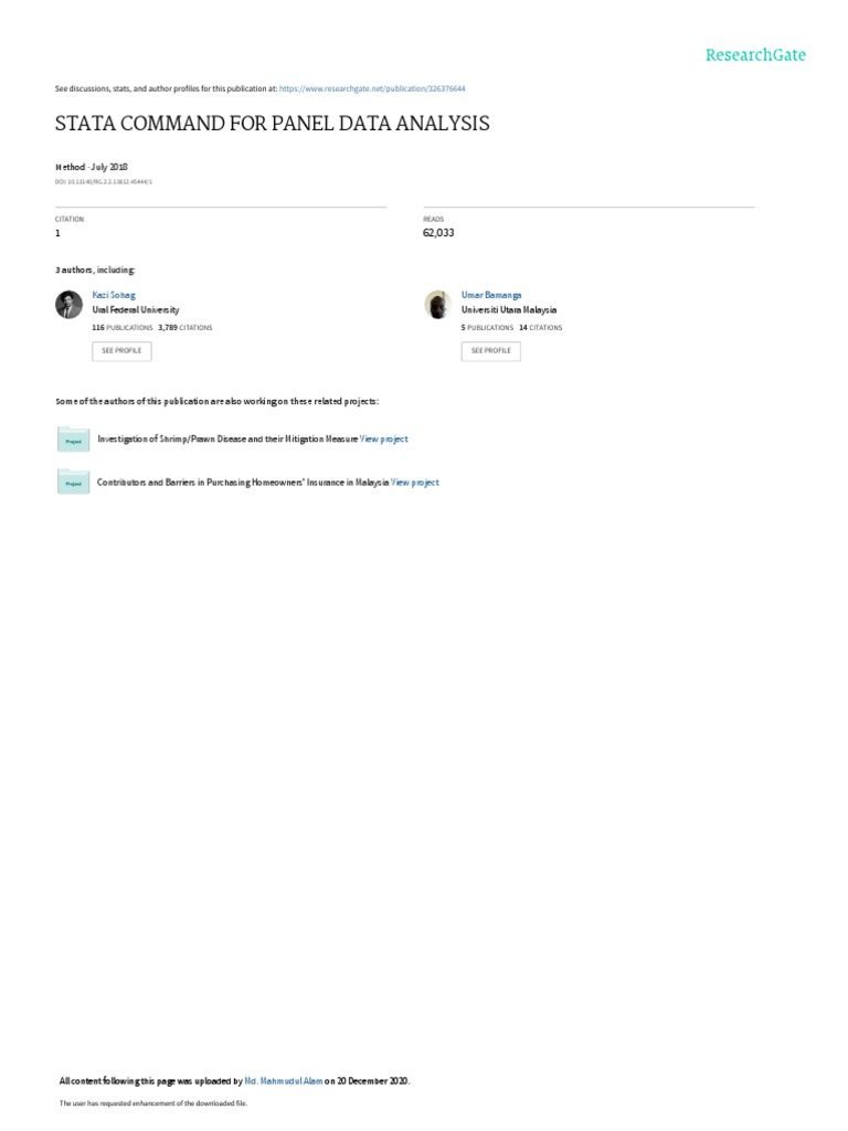 Panel Stata Command PDF