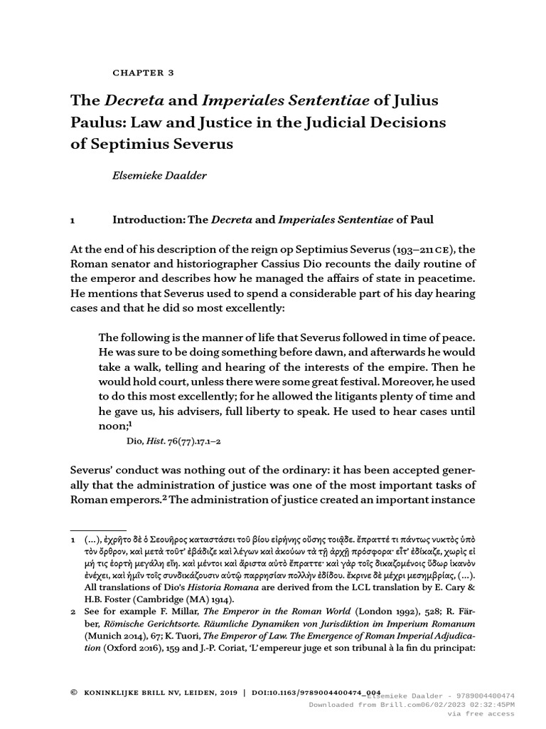 The Decreta and Imperiales Sententiae of Julius Paulus - Law and ...
