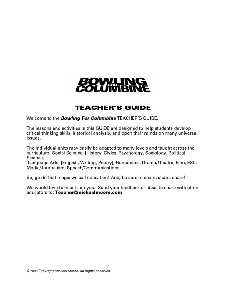 Michael Moore - Bowling For Columbine Teacher Guide | PDF | Vietnam War ...