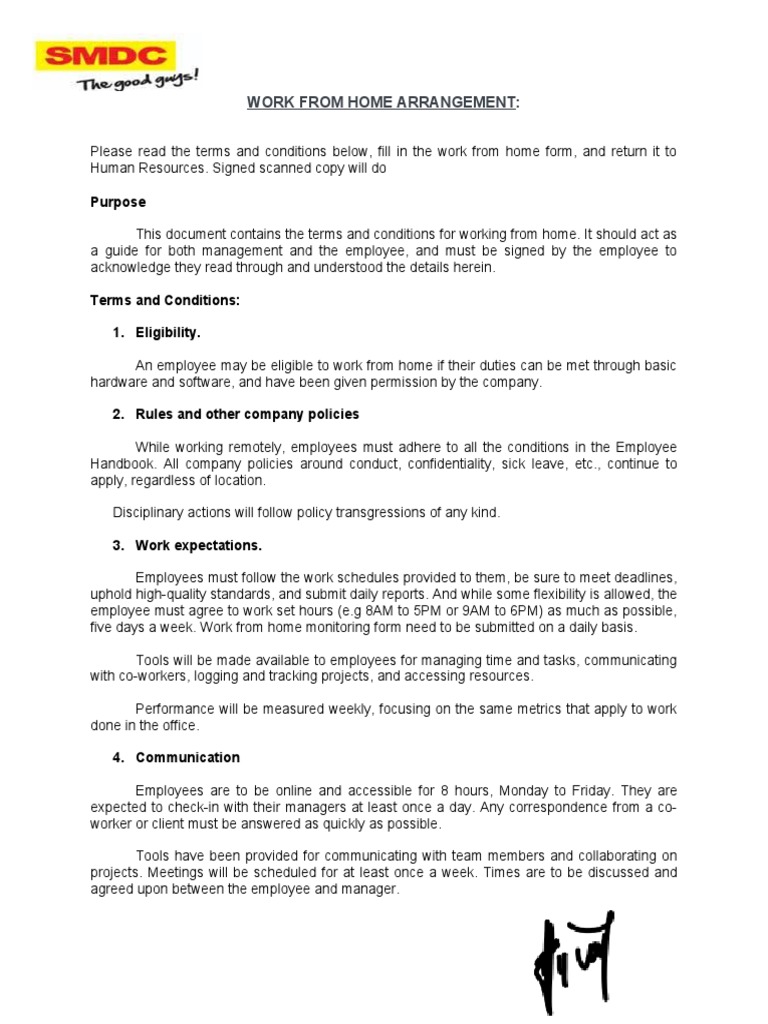 WFH Waiver | PDF | Employment | Human Resource Management