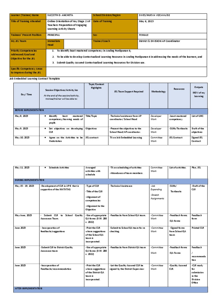 Suzzeth-JEL-contract TemplateV2 Final | PDF | Learning | Behavior Modification