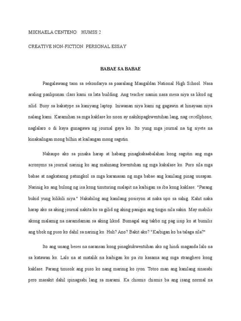 Creative Non Fiction: Personal Essay | PDF