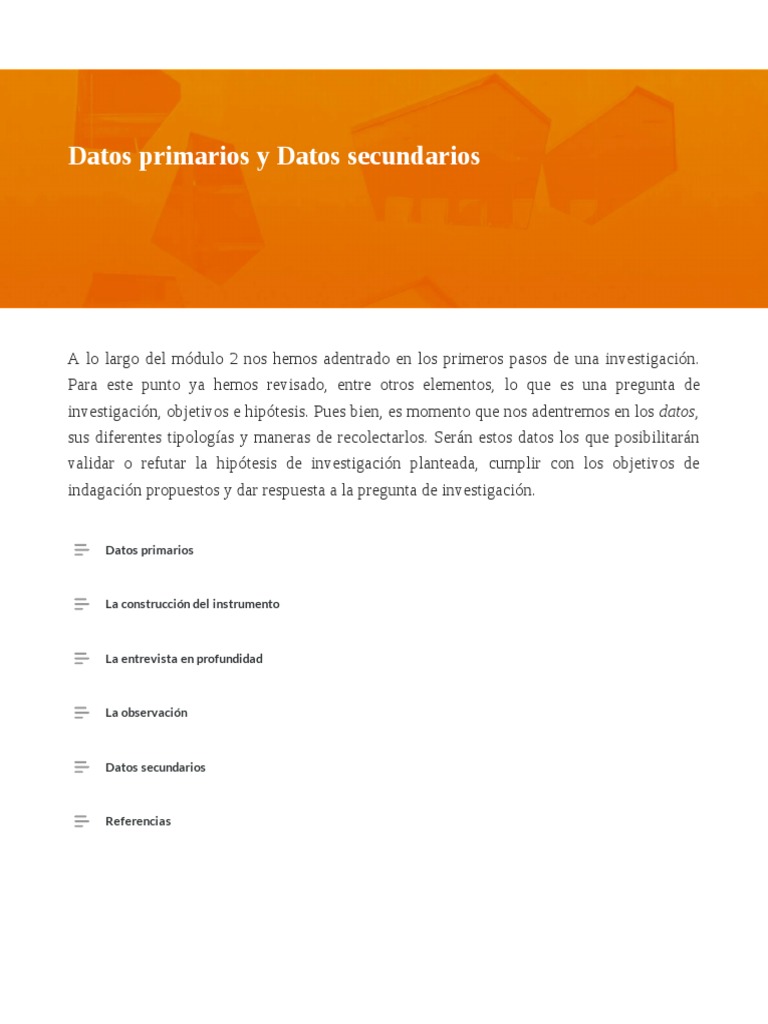 Datos Primarios y Secundarios | PDF | Cuestionario | Metodología de ...