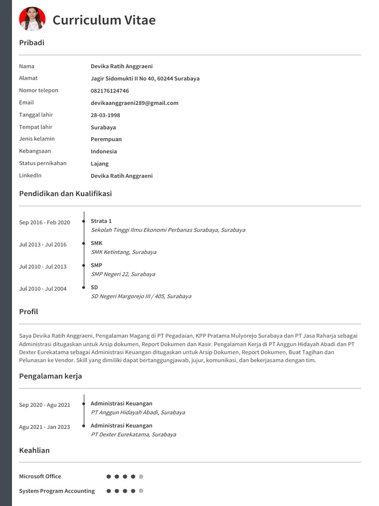 CV - Devika - Devika Ratih Anggraeni | PDF