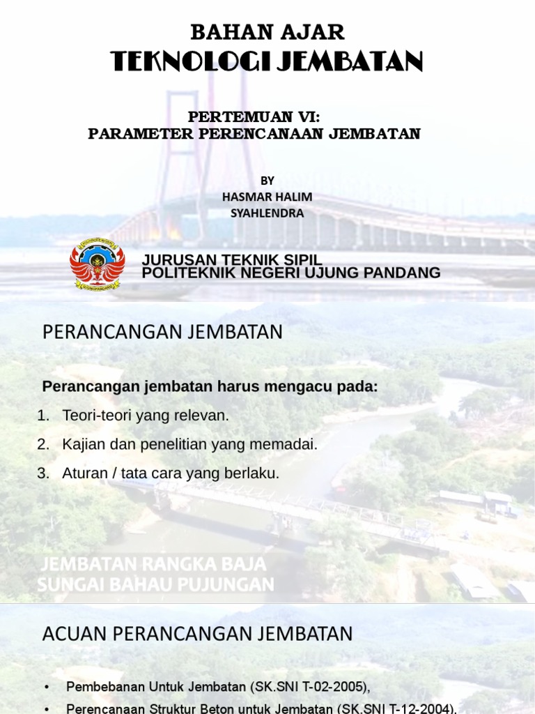 Pertemuan 6 ; PARAMETER-PERENCANAAN-JEMBATAN | PDF