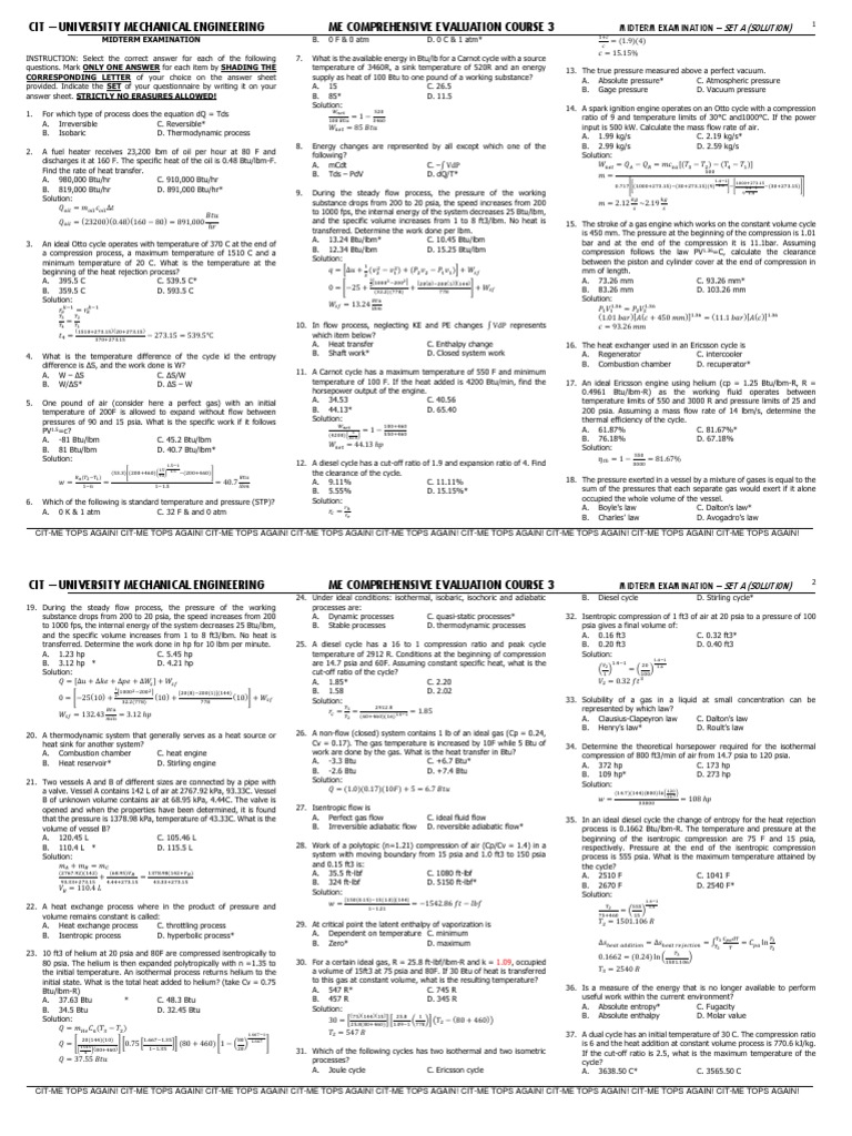 Midterm Examination Set A Solution | PDF