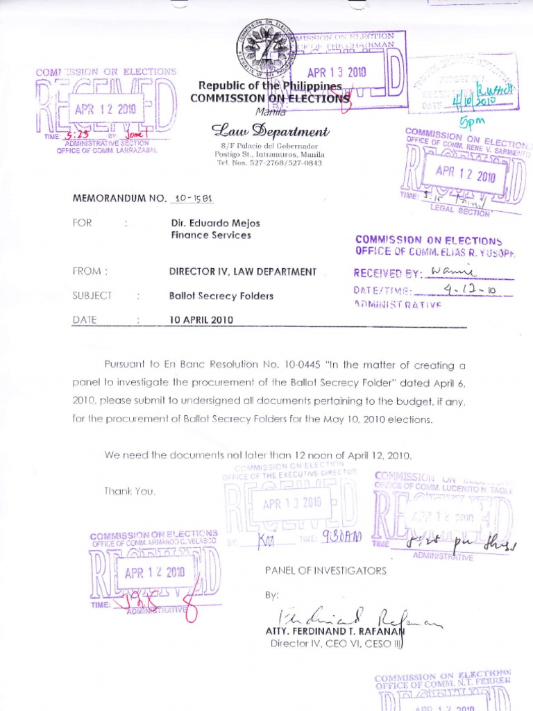 Investigation of Ballot Secrecy Folder Procurement | PDF