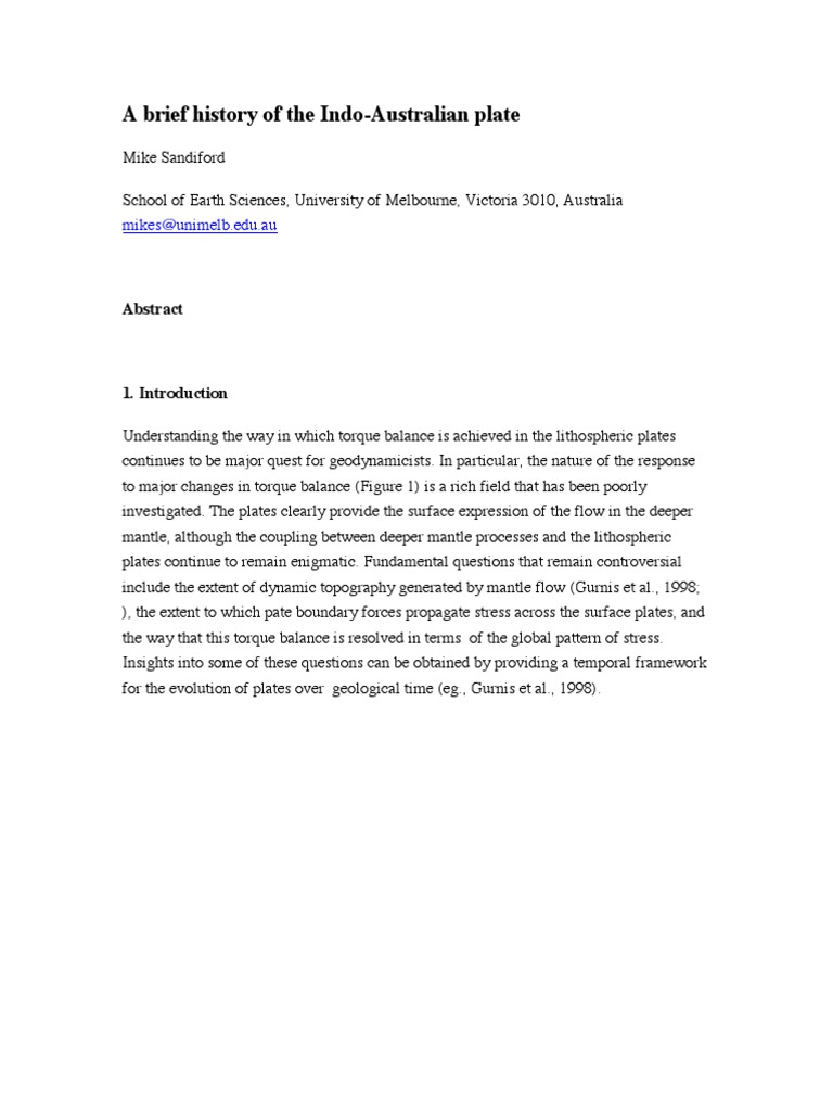 A Brief History of The Indo-Australian Plate | PDF | Plate Tectonics ...