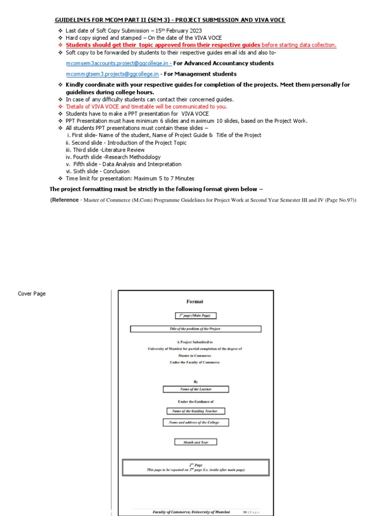 2022-23 Guidelines For Mcom Part Ii Cccca | PDF