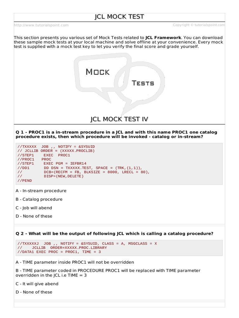 JCL Mock Test IV | PDF | Knowledge Representation | System Software