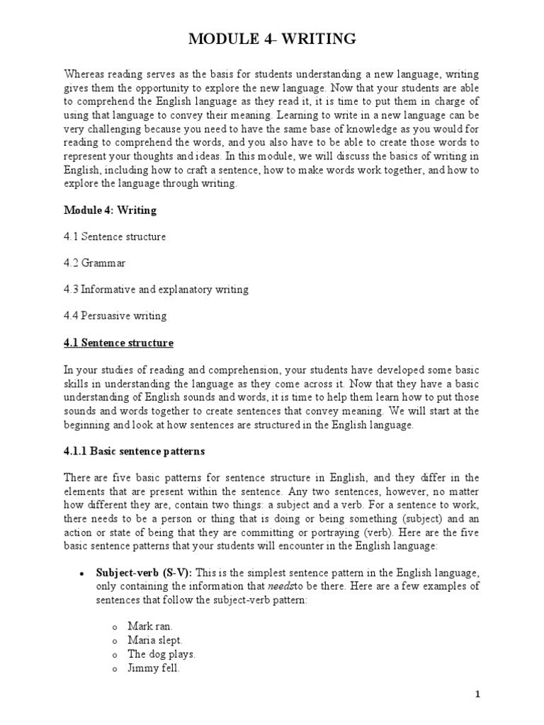 Module 4 - Writing | PDF | Pronoun | Verb