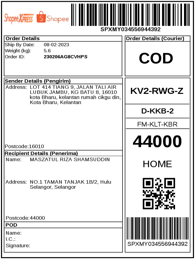 Shopee Airway Bill Sample Template | PDF