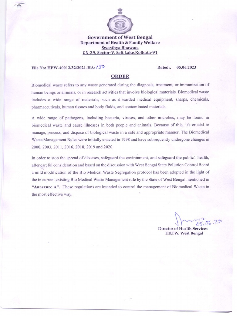 Modified Bio Medical Waste Segregation Protocol for All Healthcare ...