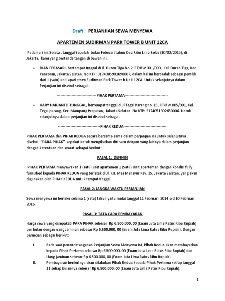 Draft MOU Sudpark B12CA | PDF