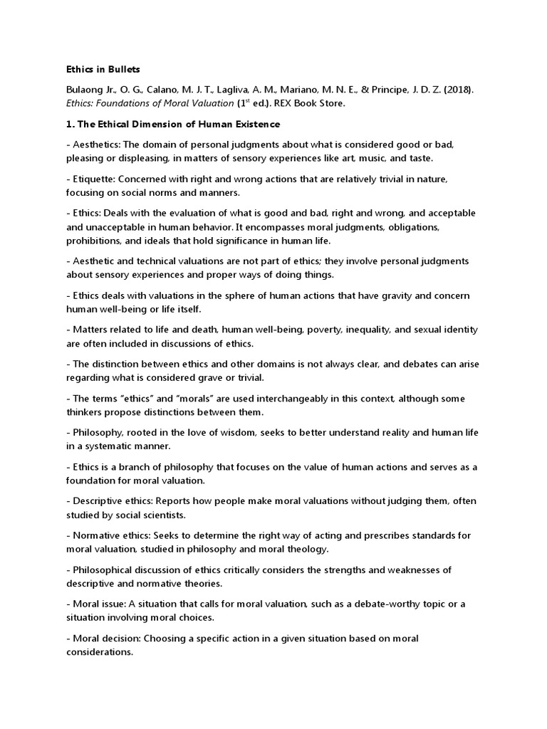 Ethics in Bullets | PDF