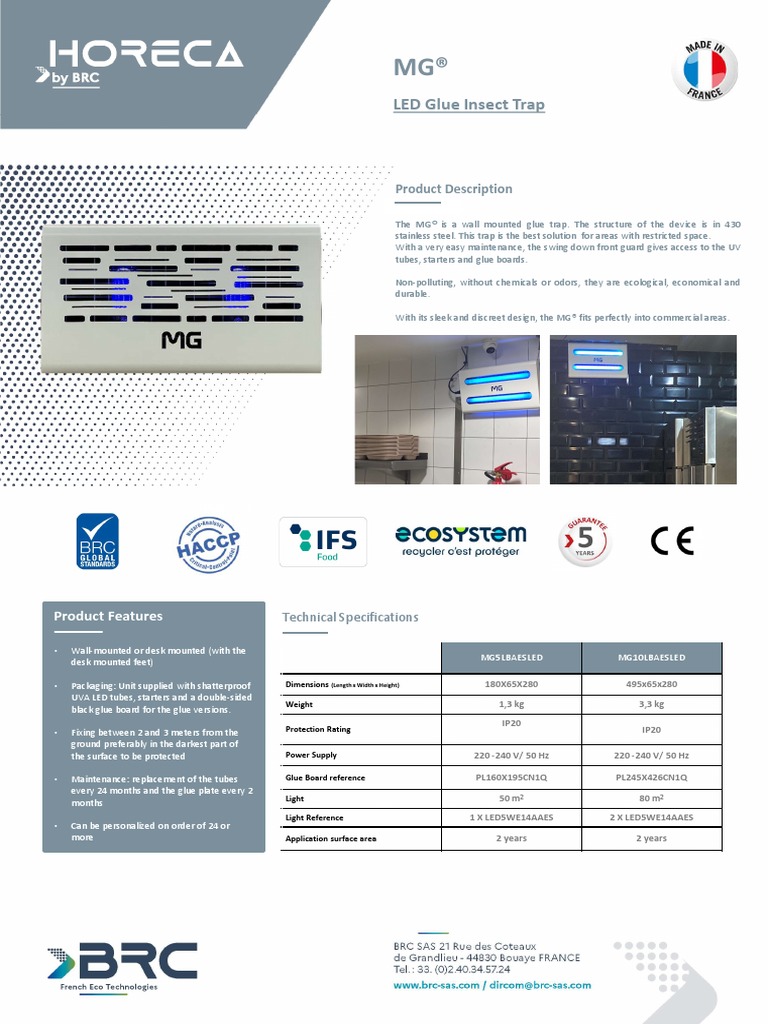 Brc-Technical Datasheet - MG 10 Led Horeca | PDF | Materials | Manufactured Goods