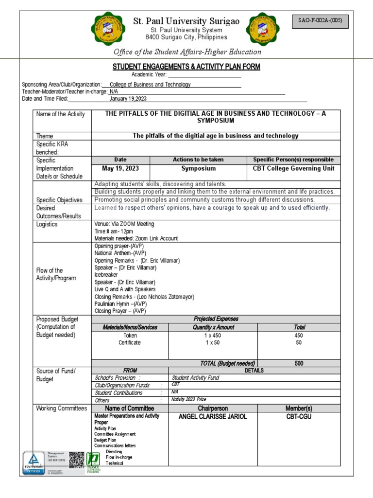 SP Week Letter Dedication Delivery Booth Activity Plan | PDF