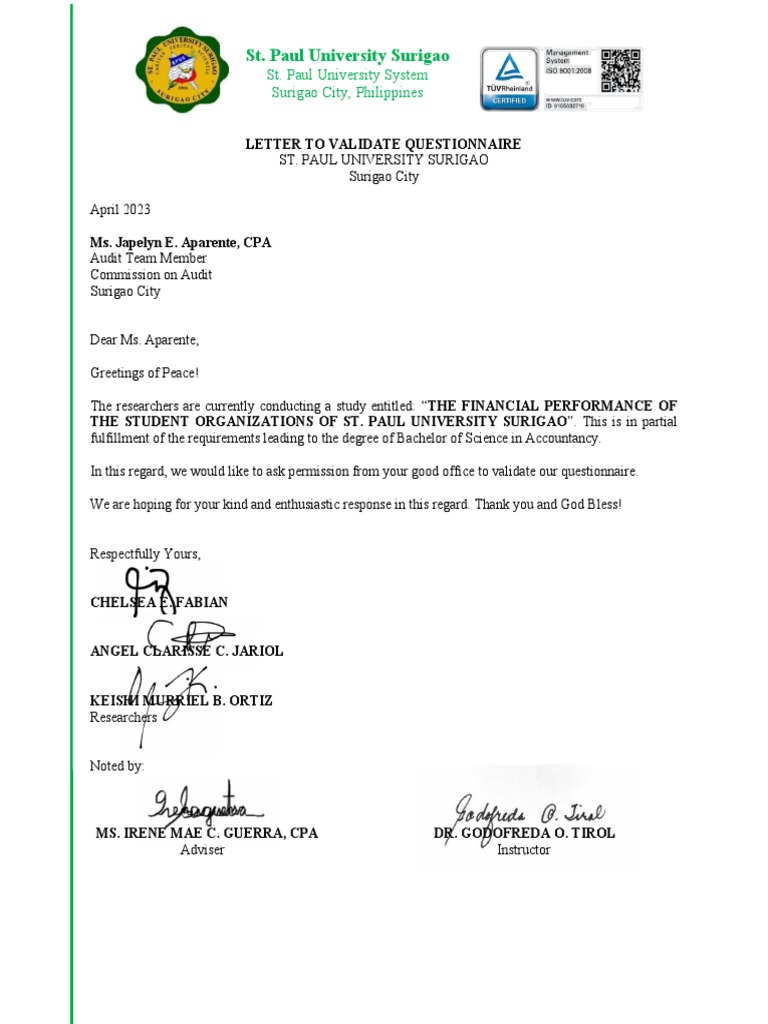 Validation Request for Research Questionnaire | PDF | Wellness