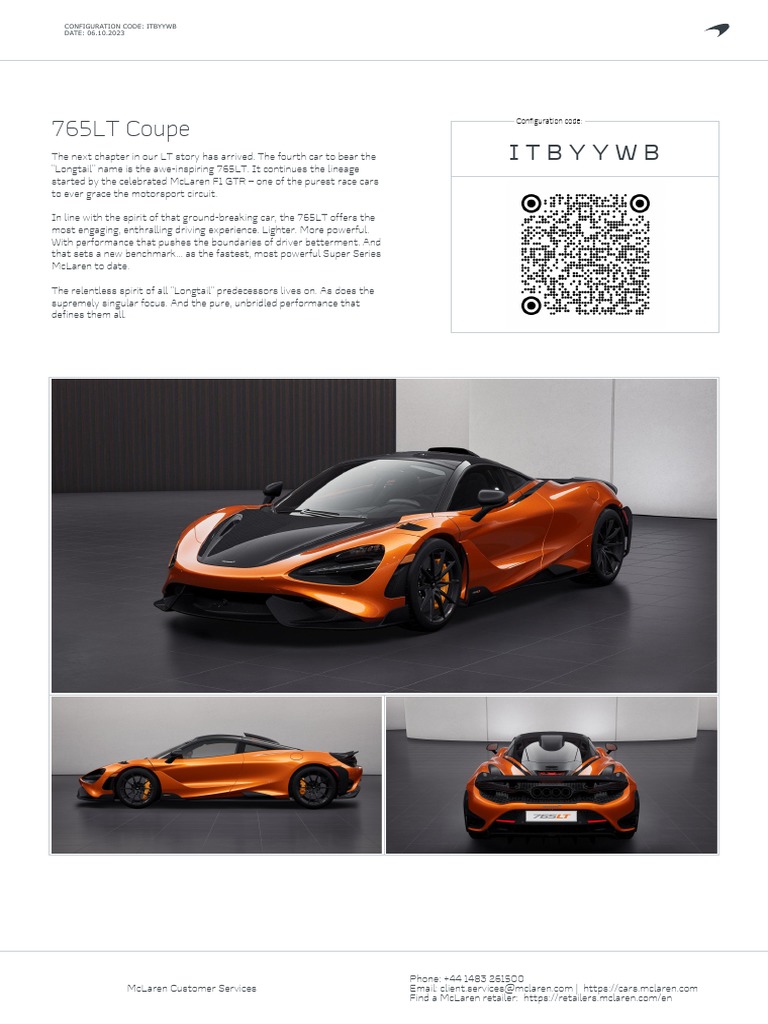 McLaren 765LT Coupe Overview and Specs | PDF | Car | Land Vehicles