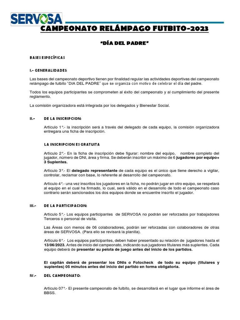 Campeonato Relámpago Fulbito 2023 | PDF | Deportes