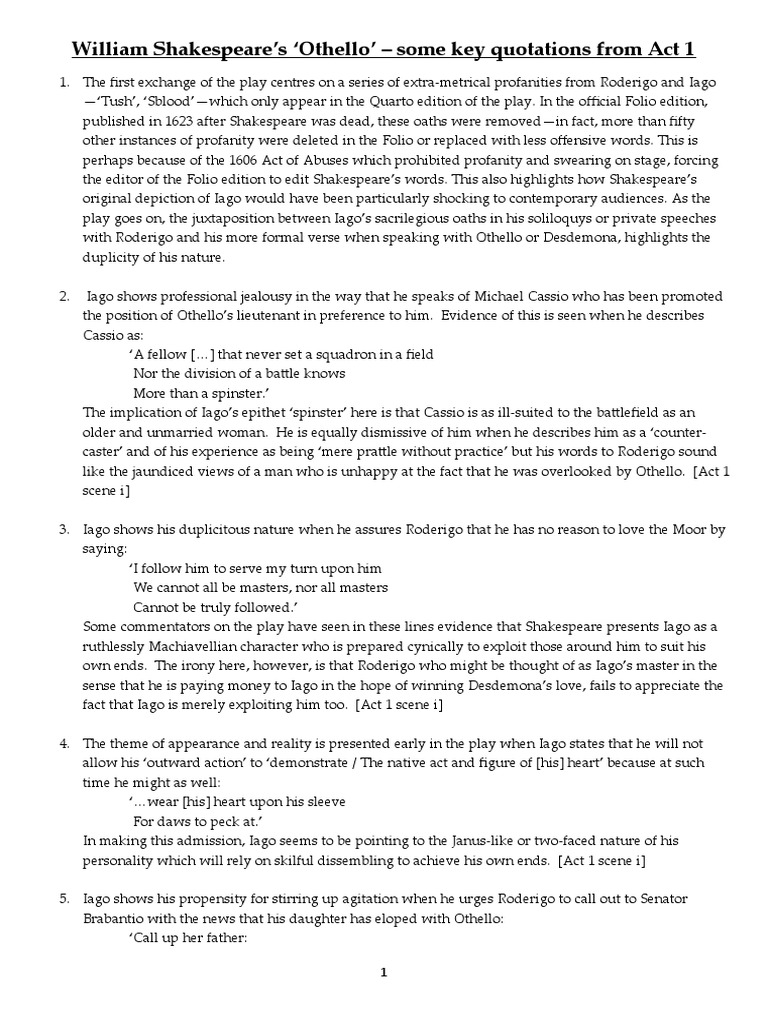 Othello - Key Quotations | PDF | Iago | Othello