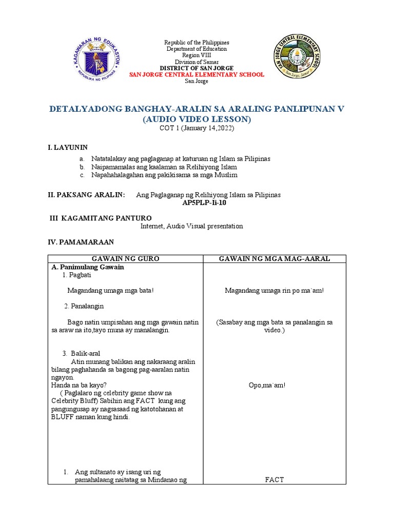 COT #1 DETALYADONG-BANGHAY-ARALIN-SA-AP-5-Copy | PDF