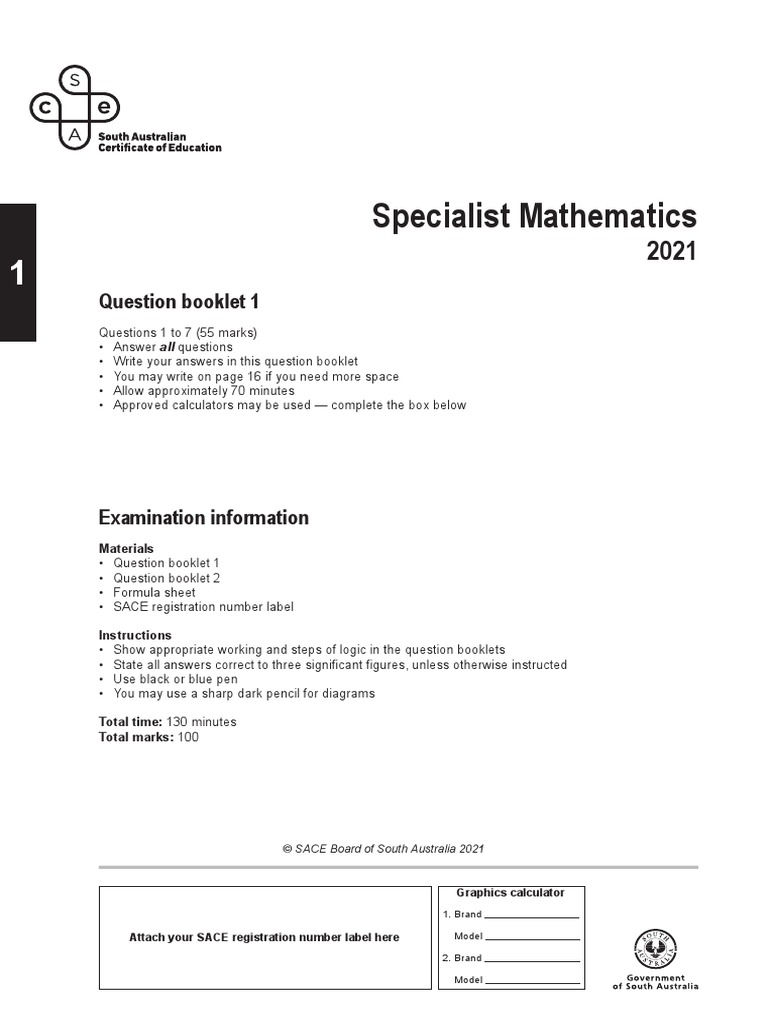 2023 Specialist Mathematics Examination Paper 2 | PDF | Ellipse | Circle
