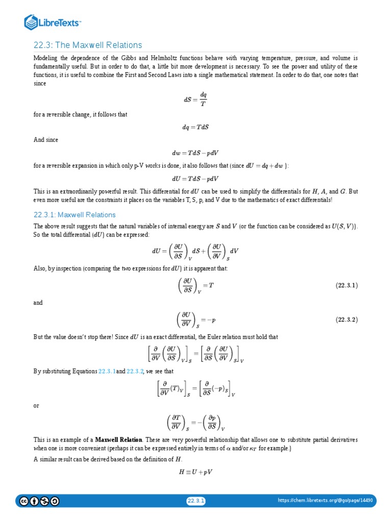 The Maxwell Relations | PDF | Theoretical Physics | Chemistry
