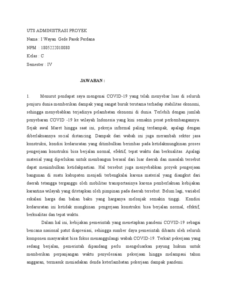 UTS ADMINISTRASI PROYEK Pak Yan Bagus | PDF