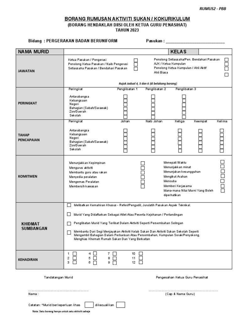 Borang Pajsk PBB | PDF