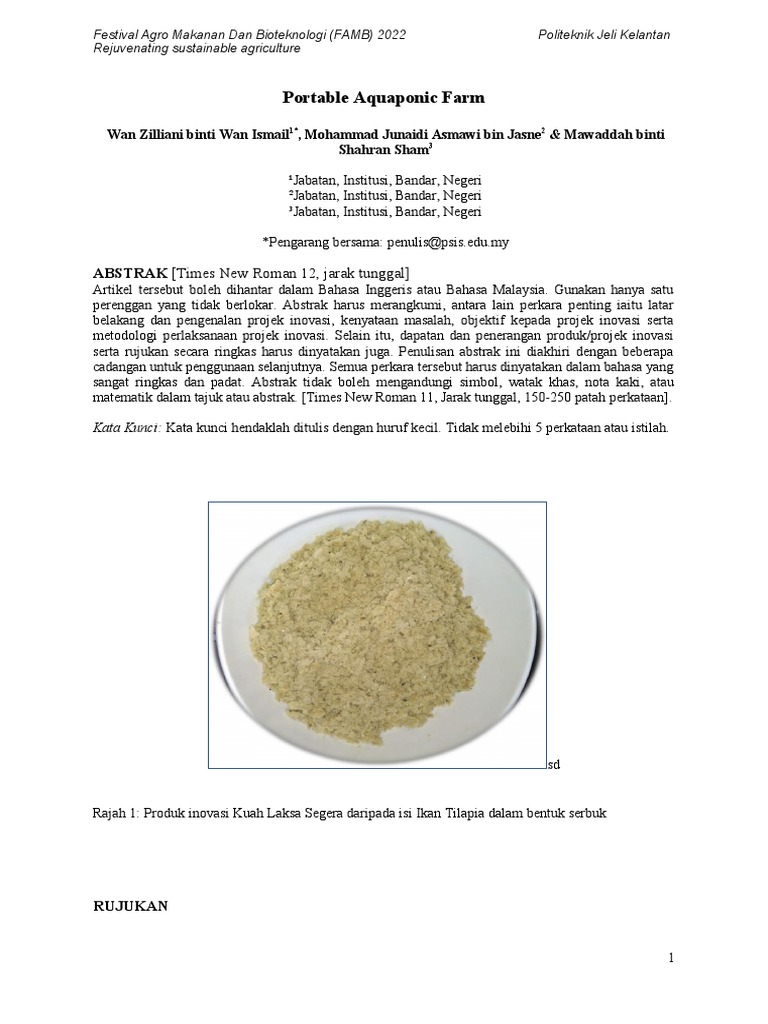 Template Penulisan Abstrak Inovasi FAMB2022 | PDF