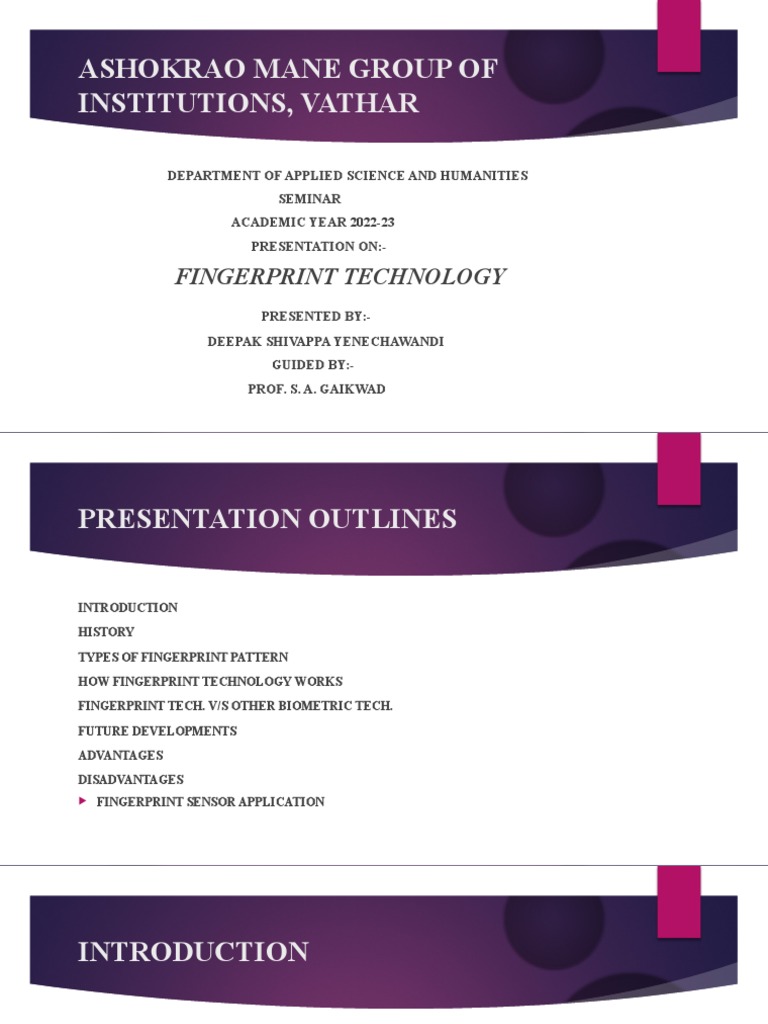 Fingerprint Technology Pdf