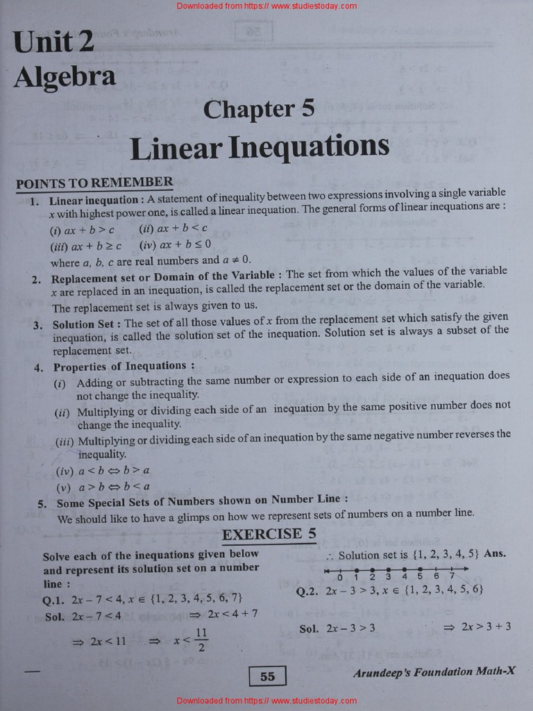 ICSE Class 10 Maths Ad Chapter 05 Linear Inequations ARUNDEEP's ...