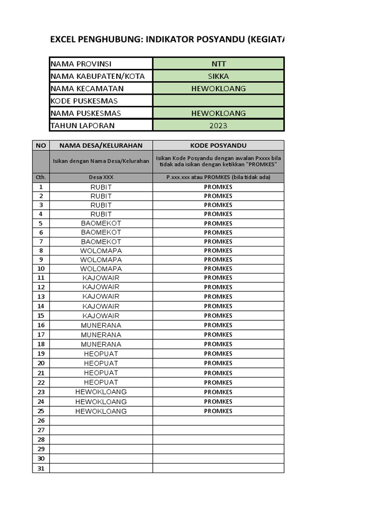 03 - Format Exel Penghubung 2023. | PDF