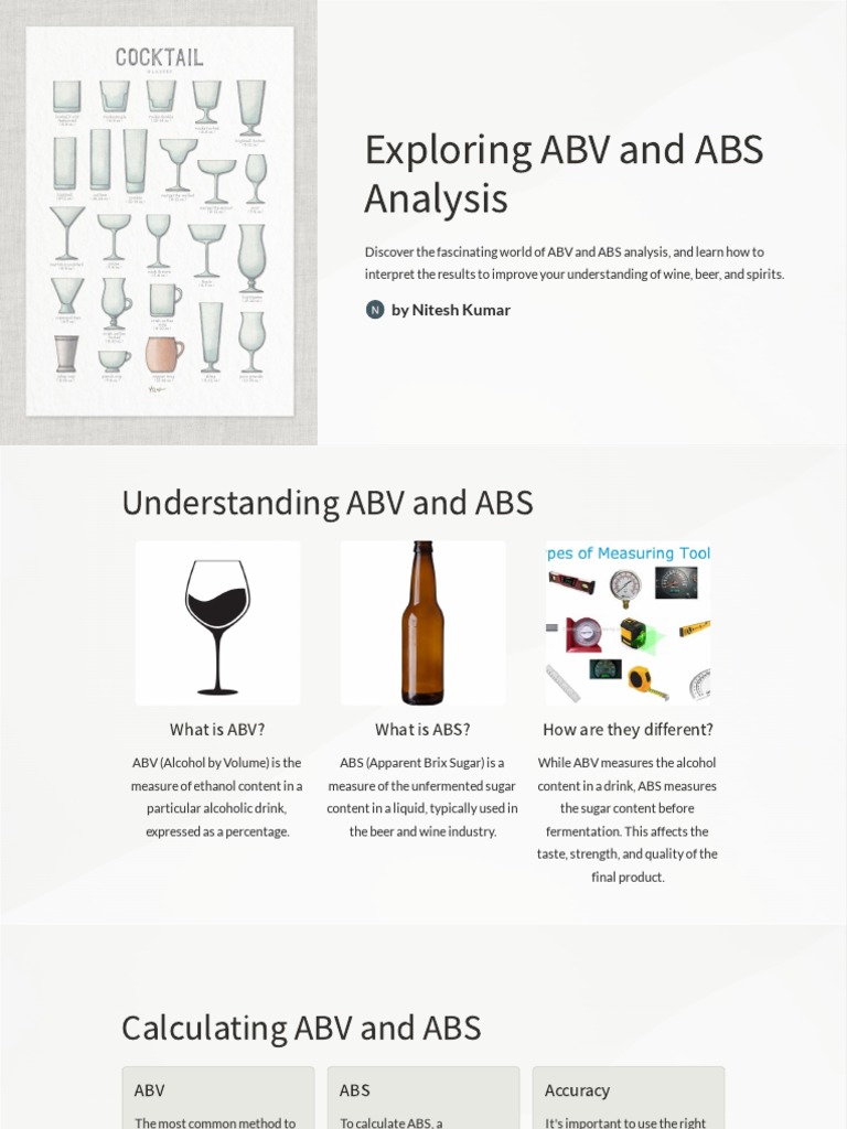 Exploring ABV and ABS Analysis | PDF | Alcoholic Beverages ...