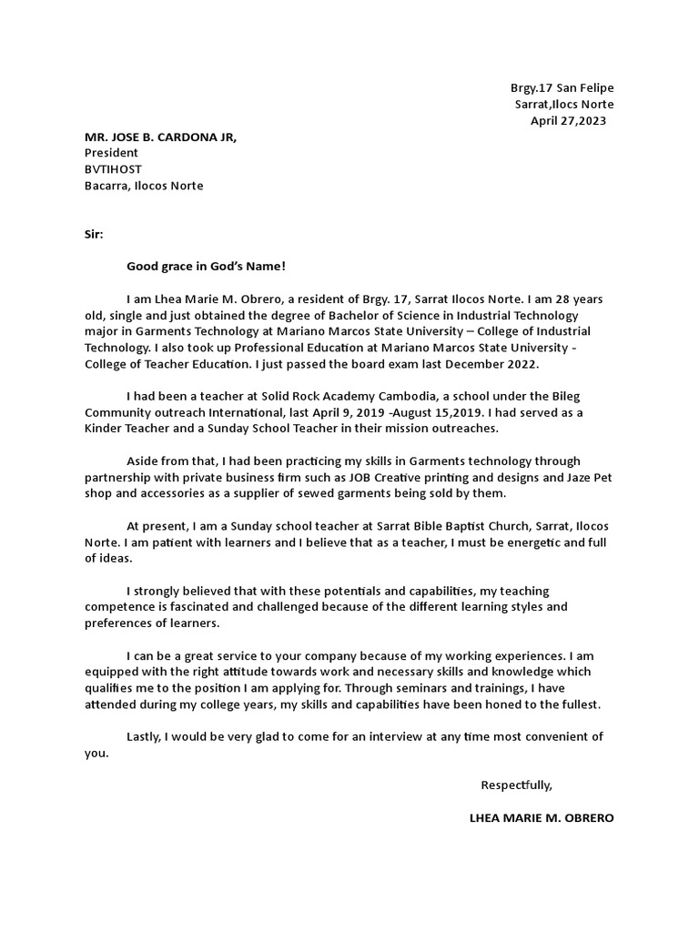 APPLICATION-LETTER-lea | PDF