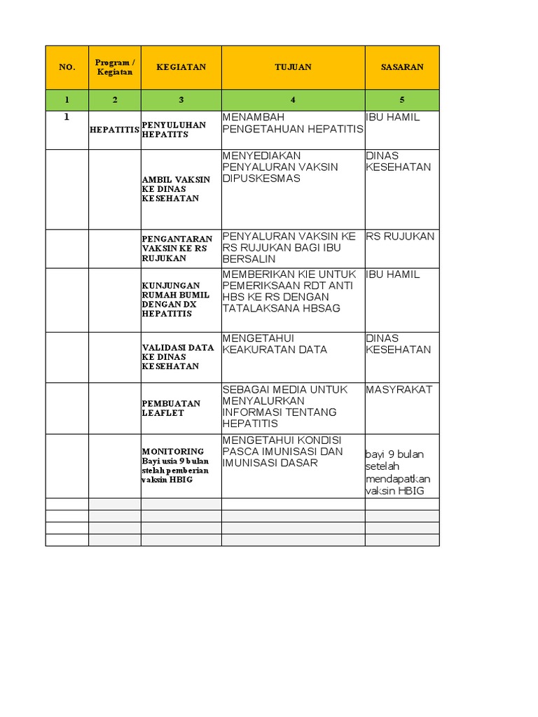RPK Tahunan+ Bulanan Per Program HEPATITIS | PDF