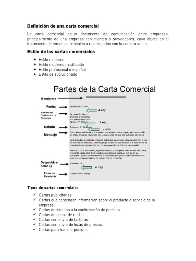 Definición de Una Carta Comercial | PDF