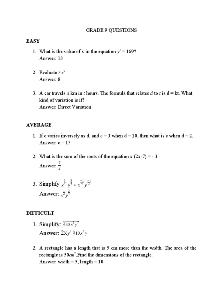 Grade 9 Quiz Bee Questions | PDF Grade 9 Quiz Bee Questions | PDF