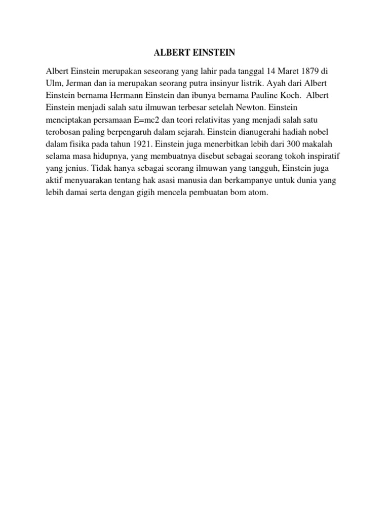 Biografi Singkat Albert Einstein | PDF